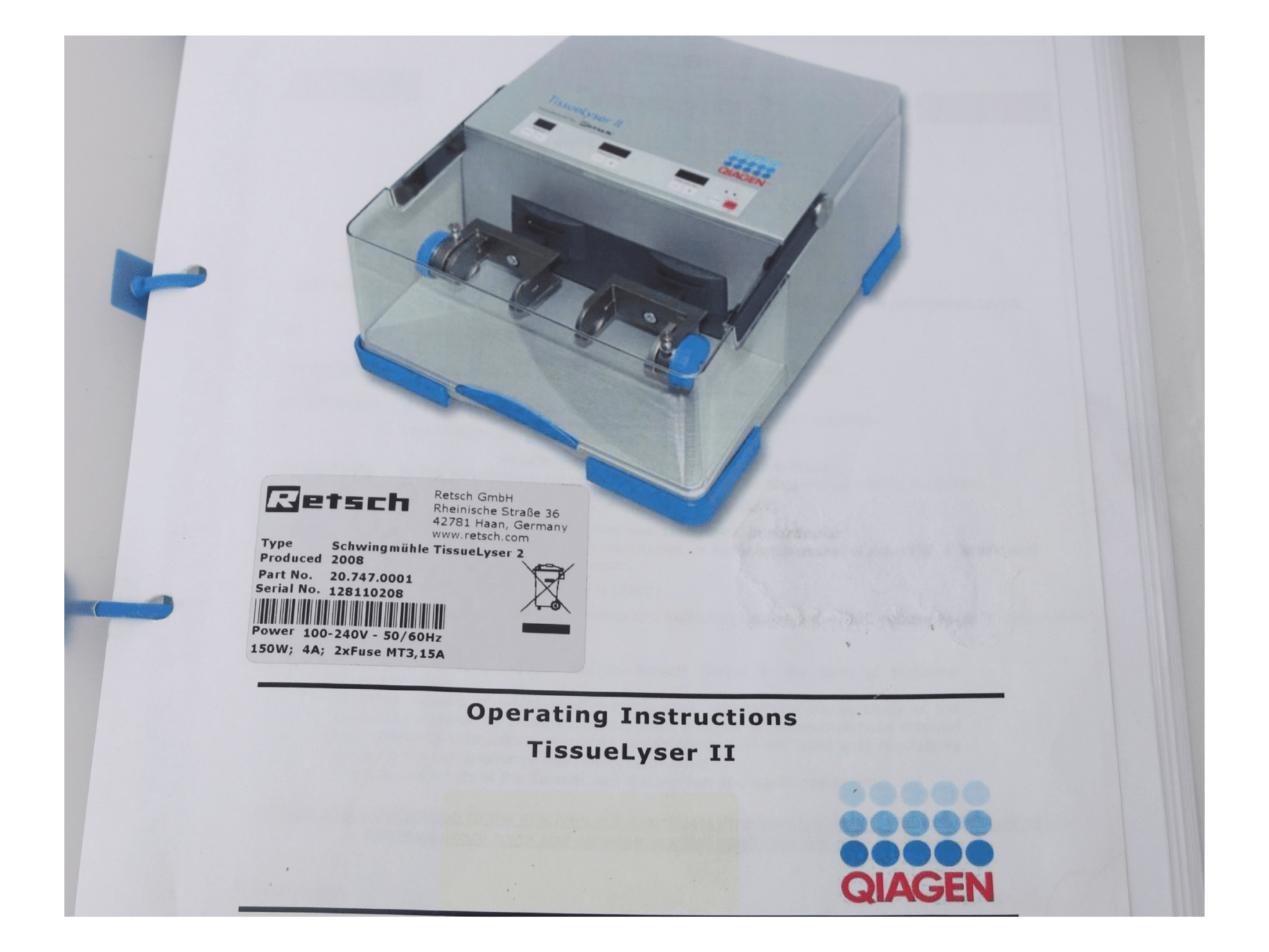 Qiagen Retsch TissueLyser II - Richmond Scientific