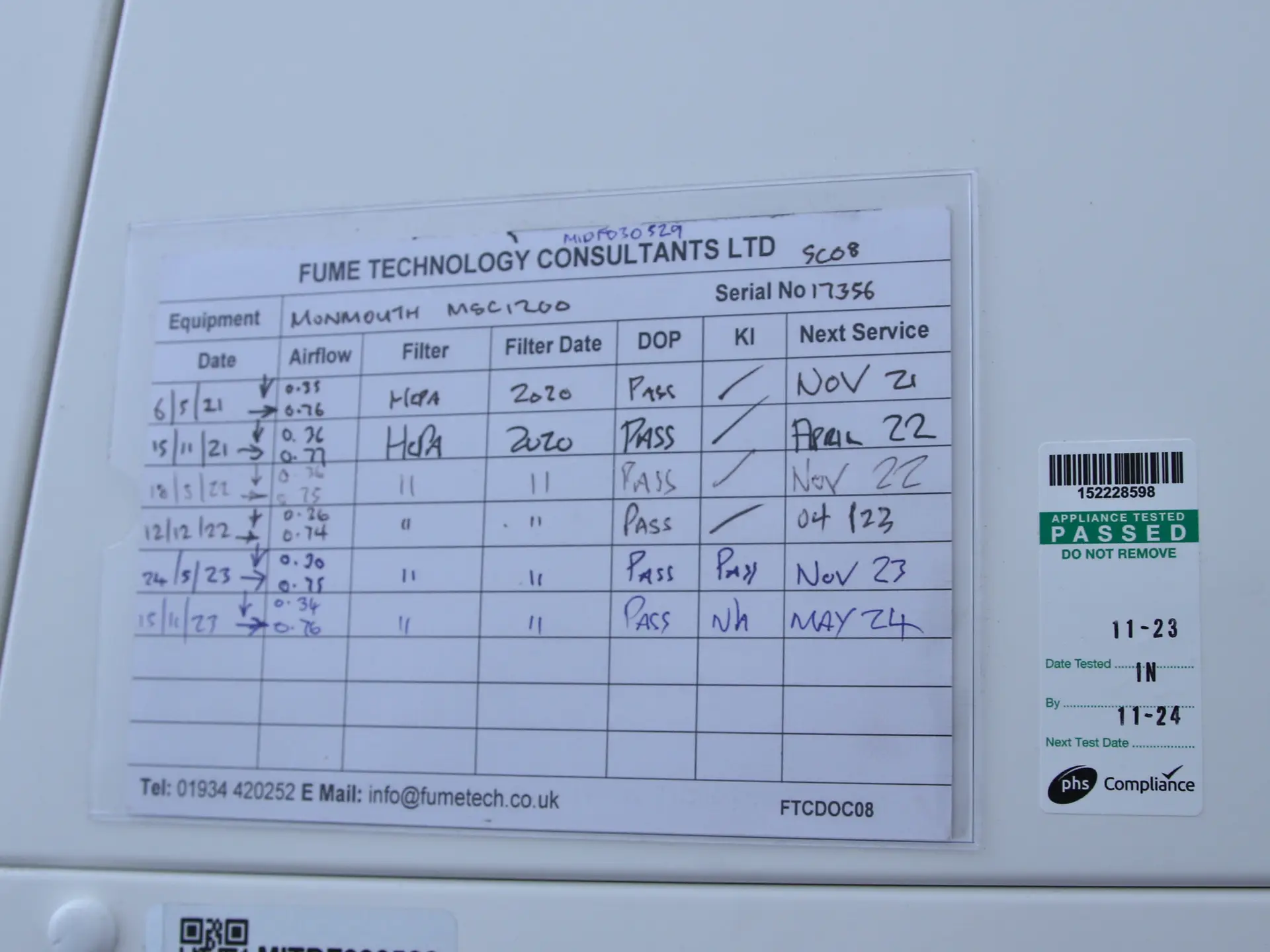 Monmouth MSC 1200 Safety Cabinet - Richmond Scientific